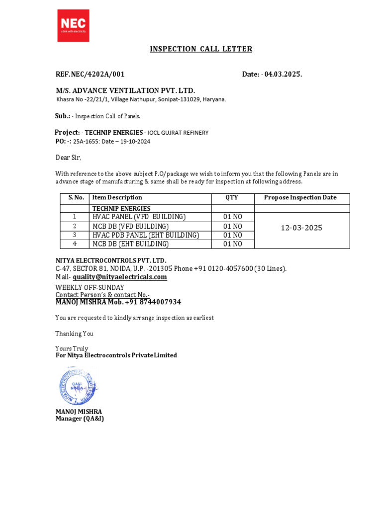 4202a Technip Inspection Call | PDF
