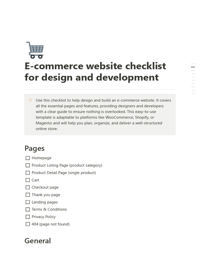 E-Commerce Website Checklist For Design and Development | PDF | Point ...