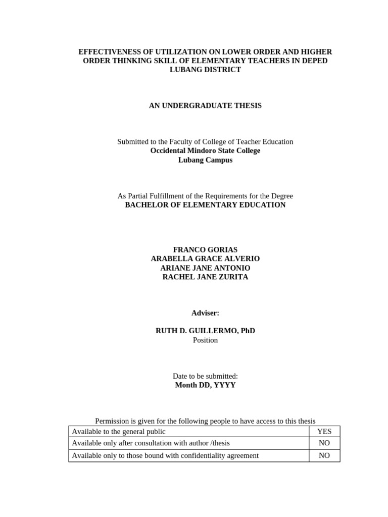 LOTS and HOTS Utilization in Education | PDF | Self Efficacy ...