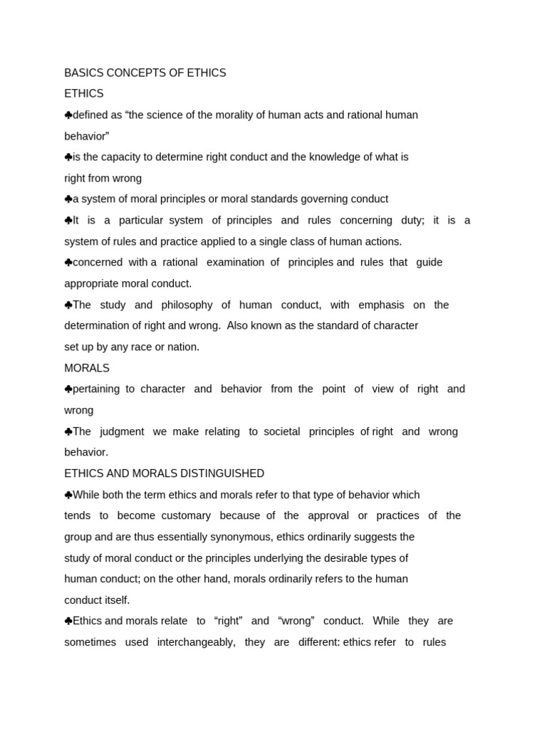 Basics Concepts of Ethics | PDF | Morality | Social Psychology