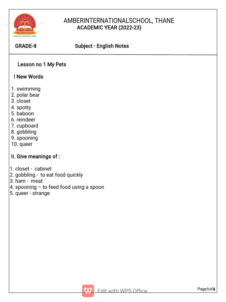 My Pets Grade 2 | PDF