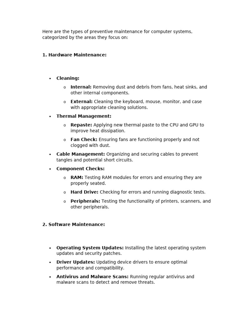 Types of Preventive Maintenance For Computer Systems | PDF | Antivirus Software | Computer Network