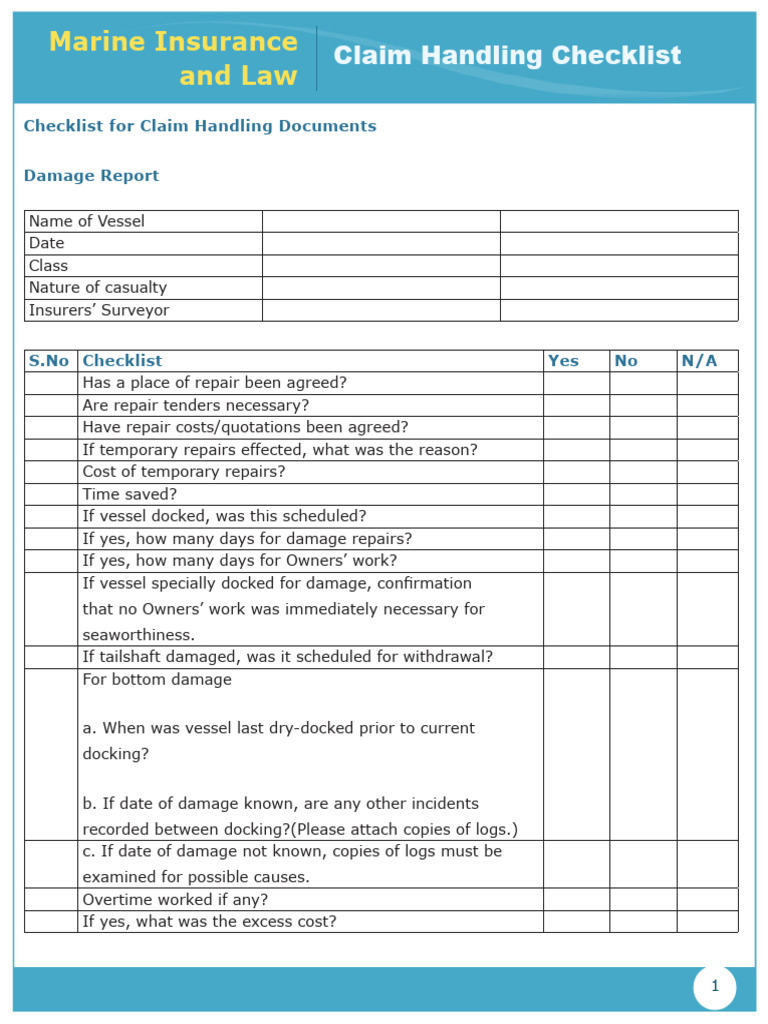 3 3 Claims Handling Checklist | PDF | Insurance | Shipping