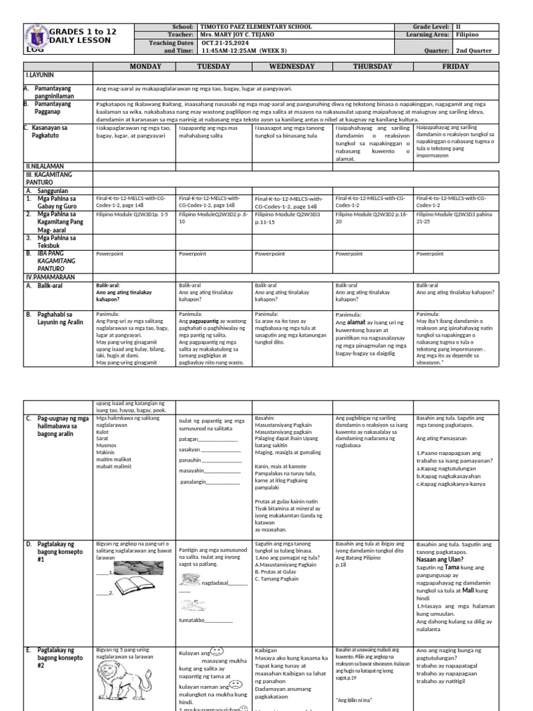Q2W3_DLL_Filipino | PDF