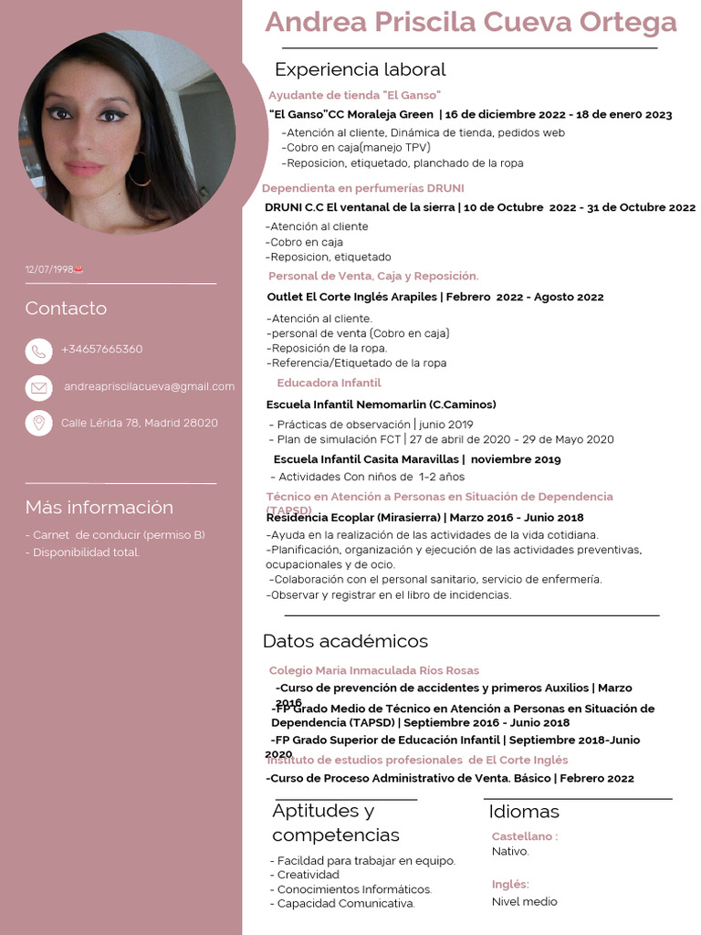 Currículum Andrea | PDF