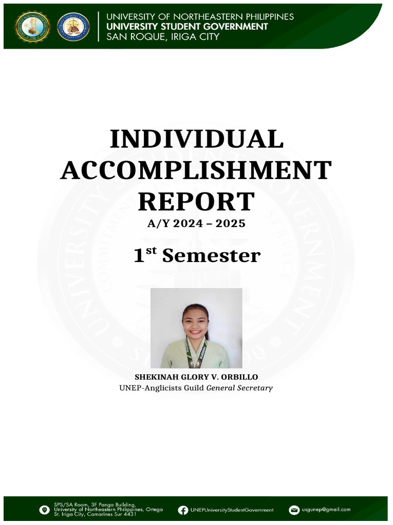 Accomplishment Report (Orbillo, Shekinah Glory V.) | PDF | Behavior Modification | Human ...