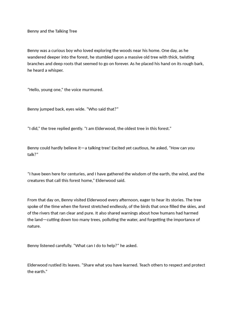 Benny and The Talking Tree | PDF