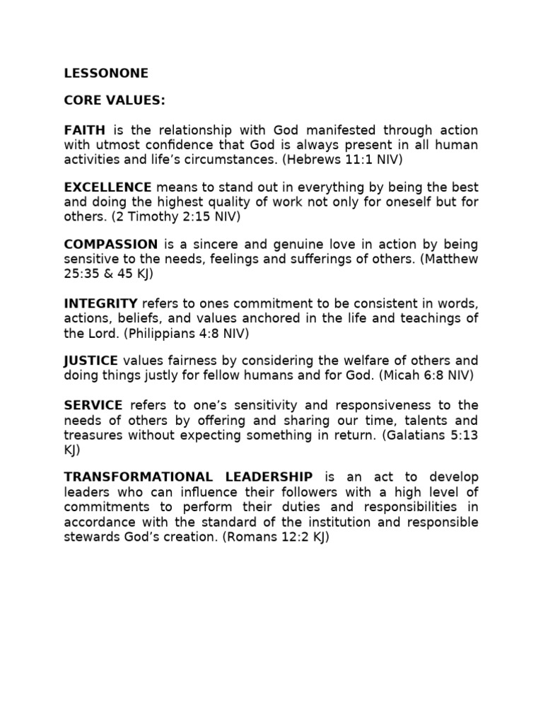 3 Core Values | PDF