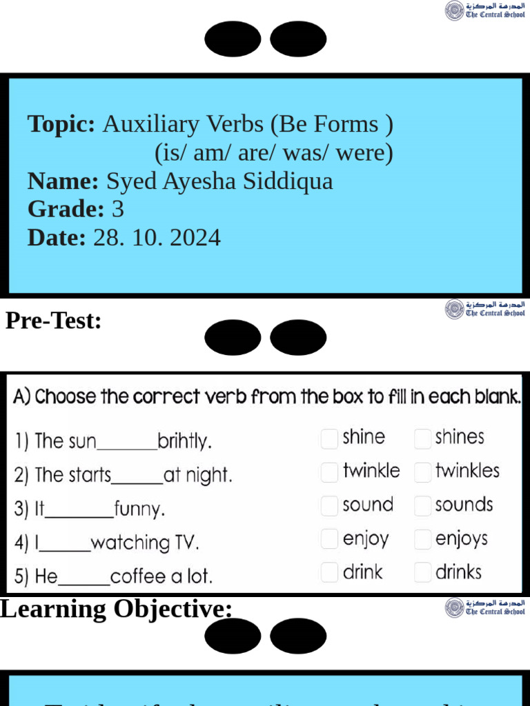 Auxiliary Verbs Lesson for Grade 3 | PDF