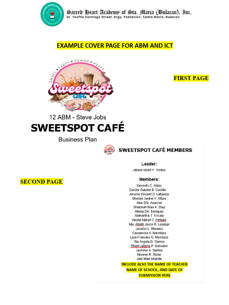 Cover Page Examples for ABM, HUMSS, ICT | PDF