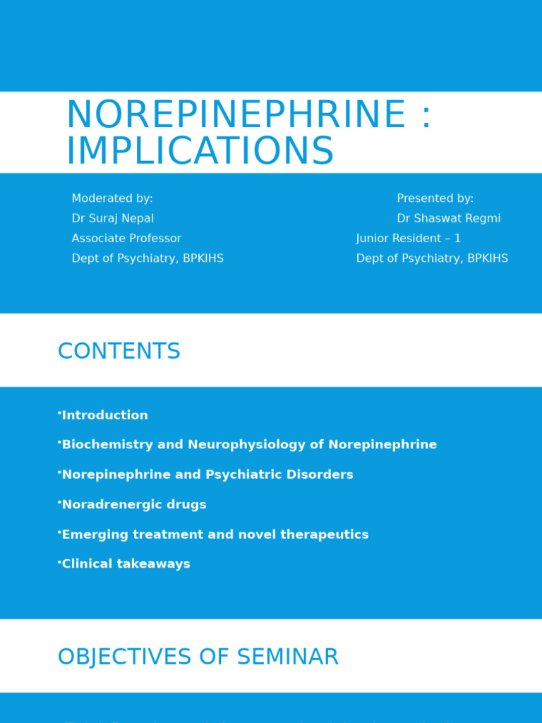 Norepinephrine in Psychiatry: Insights | PDF | Norepinephrine | Stress ...