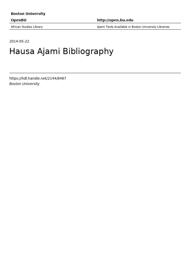 Hausa Ajami Bibliography | PDF | Arabic | Writing