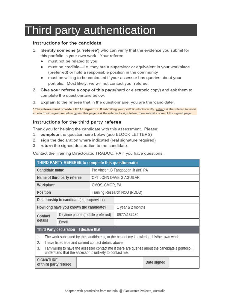 Third Party Authentication Instructions | PDF | Authentication