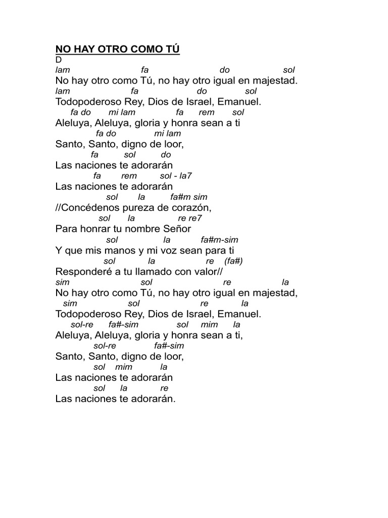 No Hay Otro Como Tú - Letra y Acordes | PDF