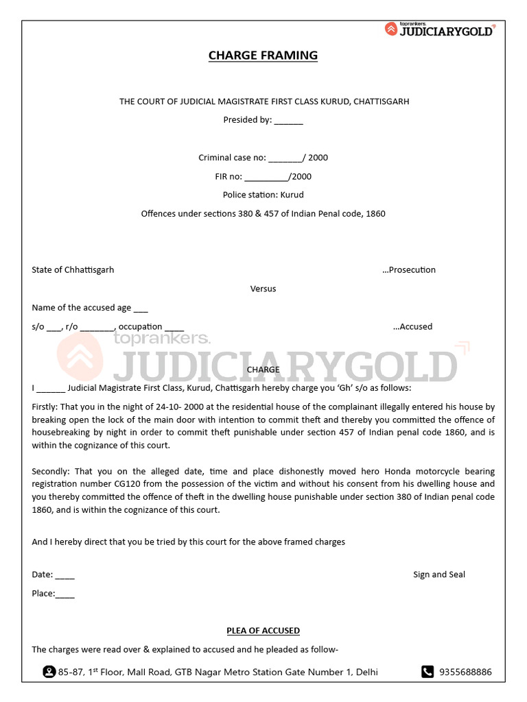 Charge Framing in Criminal Cases | PDF | Plea | Lawsuit