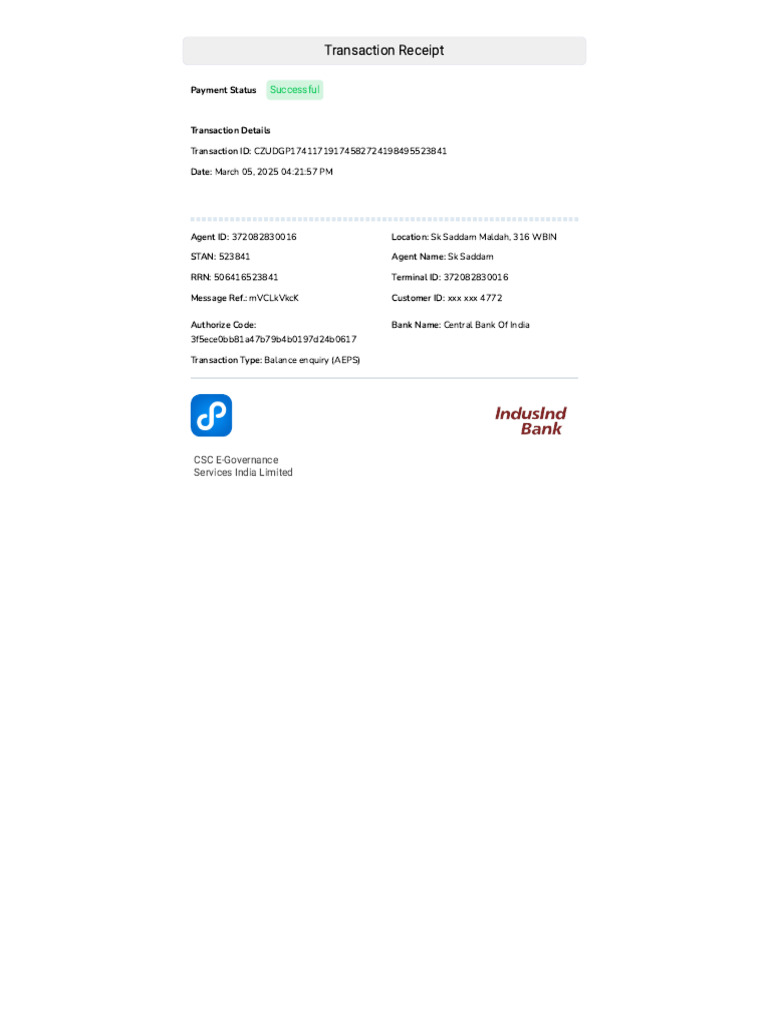Transaction Receipt: Successful | PDF