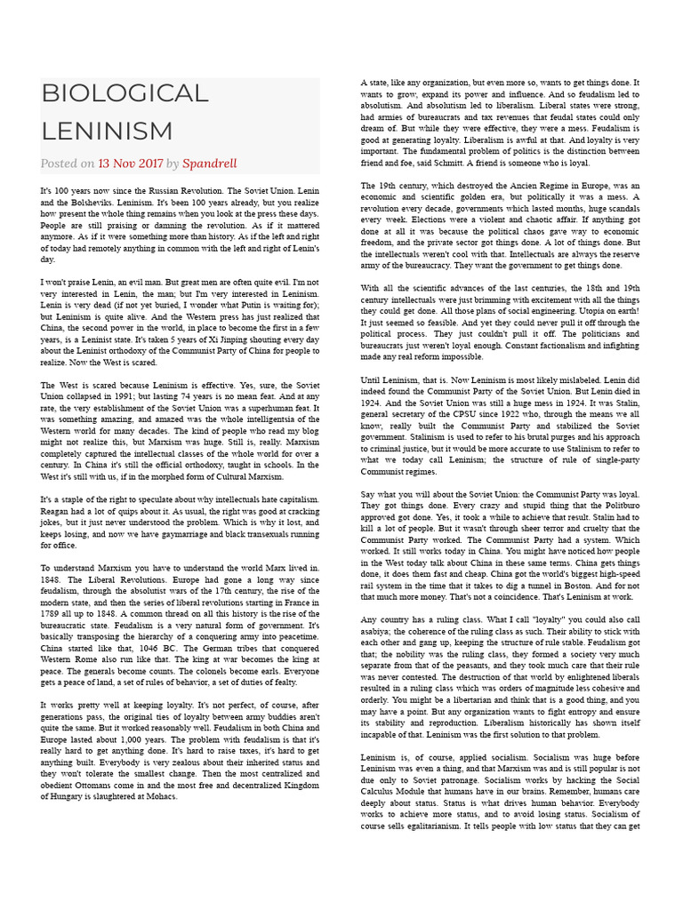 Spandrell | PDF | Communism | Leninism