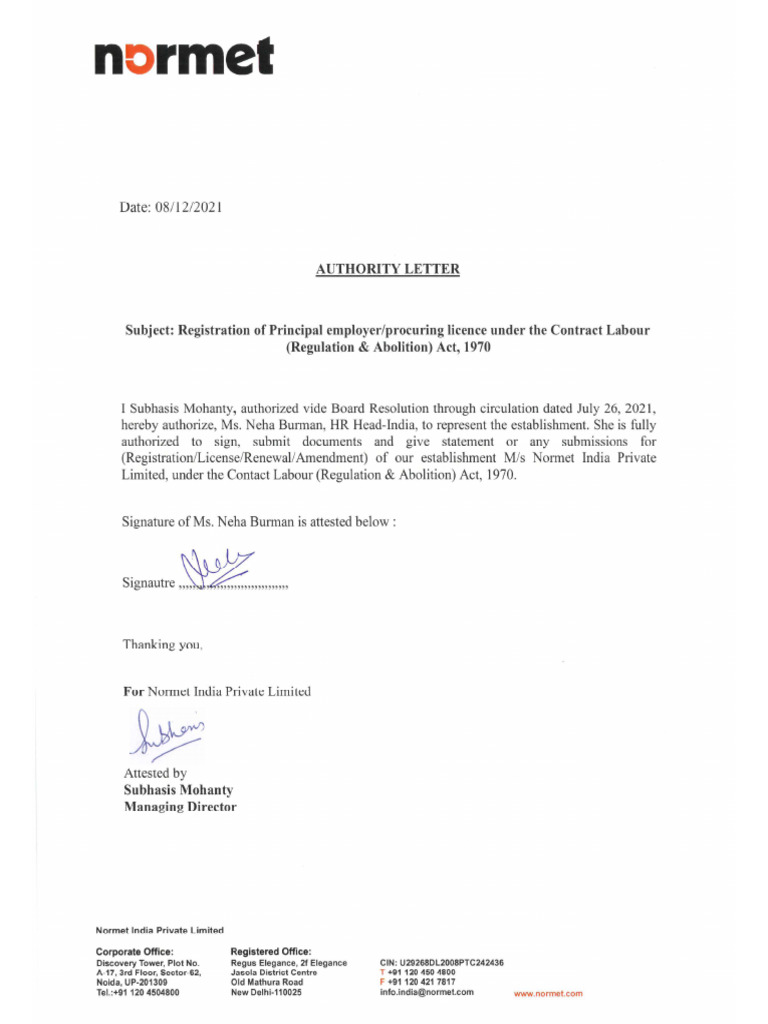 Authority Letter_CLRA | PDF