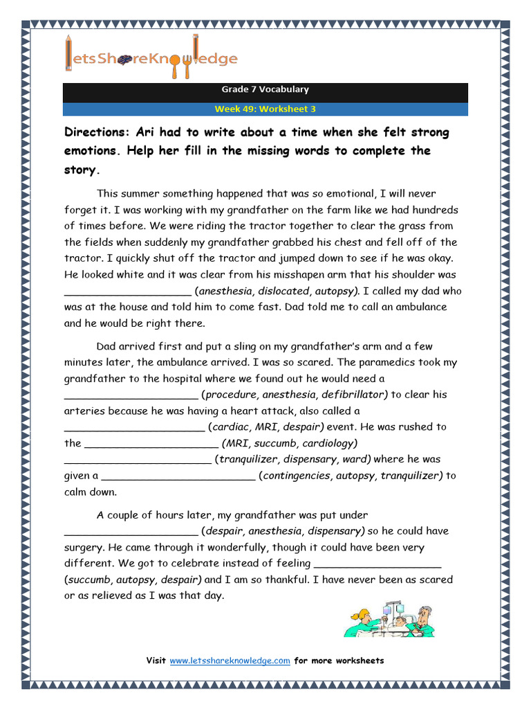Grade 7 Vocabulary Worksheet 3 | PDF