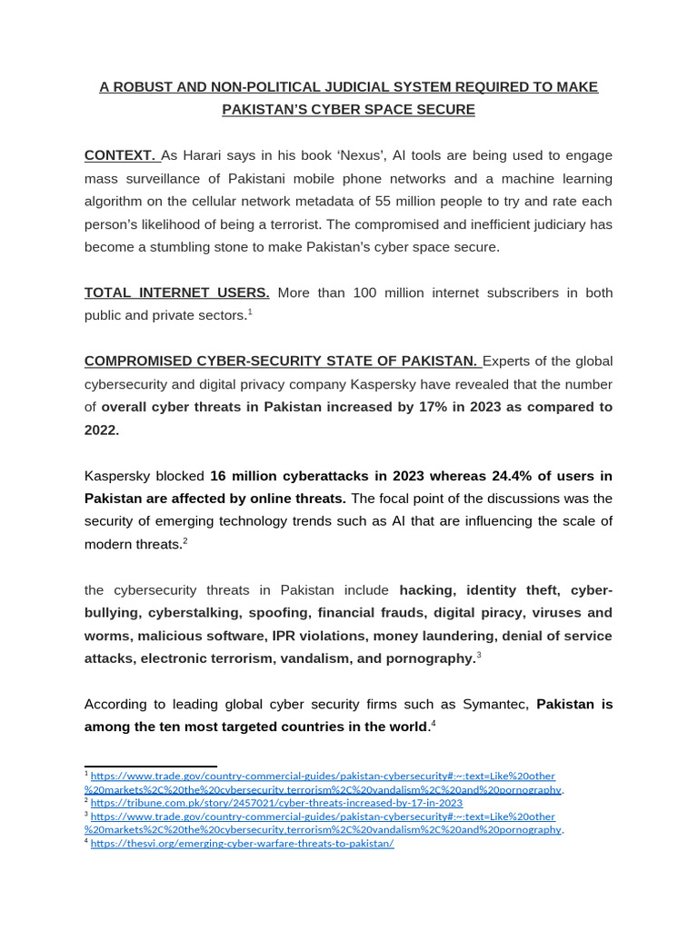 A Robust and Non-Political Judicial System Required To Make Pakistan's ...