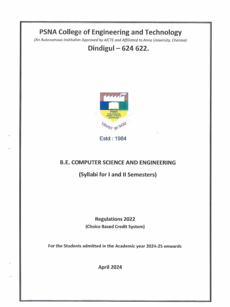 Computer Science and Engineering - 2024-25 Onwards | PDF | Computer Network | Databases