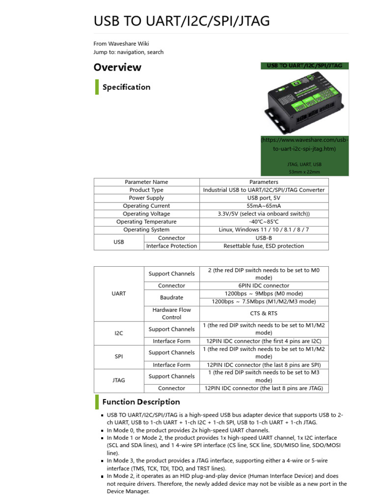 Usb To Uart - I2c - Spi - Jtag - Waveshare Wiki | PDF | Computer File | Usb