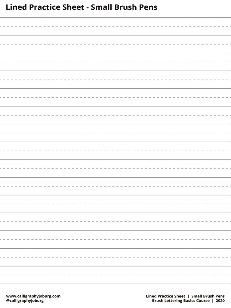 Lined Practice Sheet - Small Brush Pens | PDF