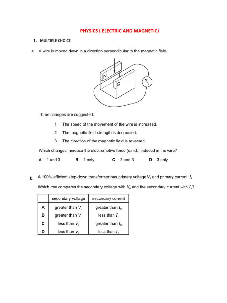 Physics (Electric and Magnetic) | PDF