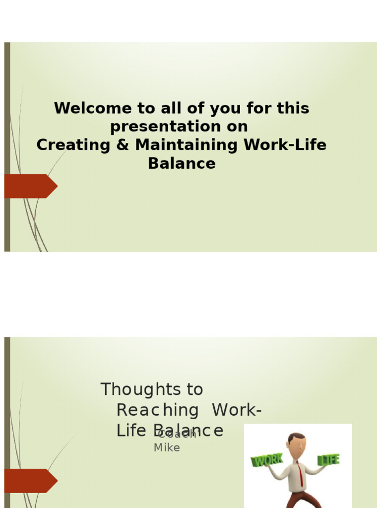 4 Steps To Achieving Work Life Balance PPT MJK HBI 5.11.16 | PDF