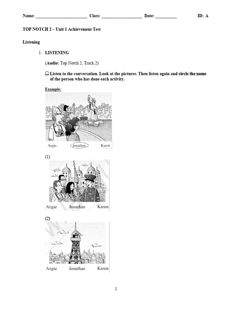 Top Notch 2A Tests: First & Second | PDF