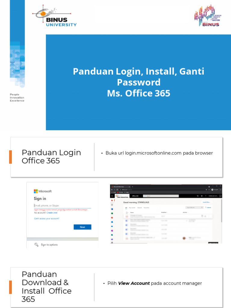 Panduan Login Ms. Office 365 | PDF