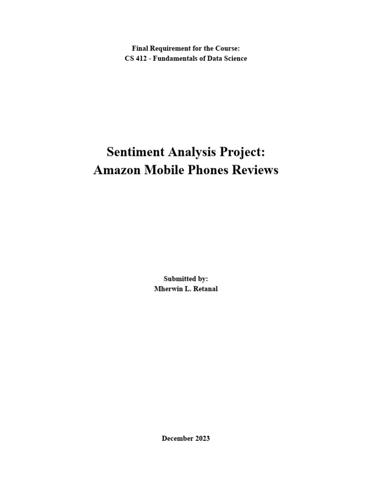 Sentiment Analysis Project - Amazon Mobile Phones Reviews | PDF ...
