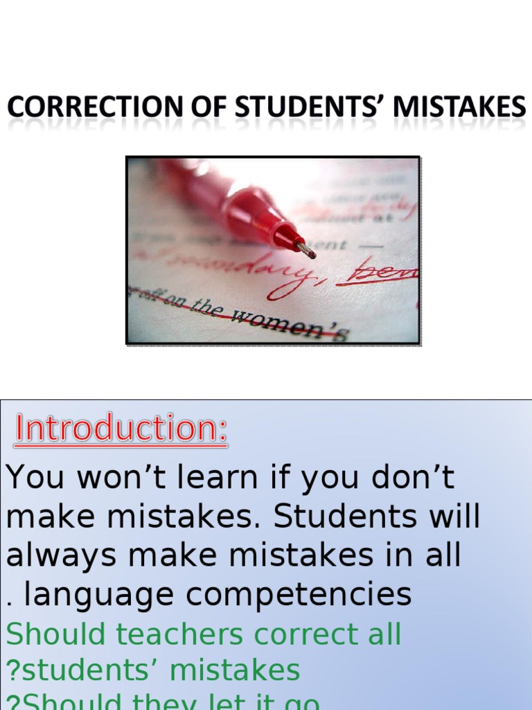 Correction of Students Mistakes (Edited) | Download Free PDF | Second ...