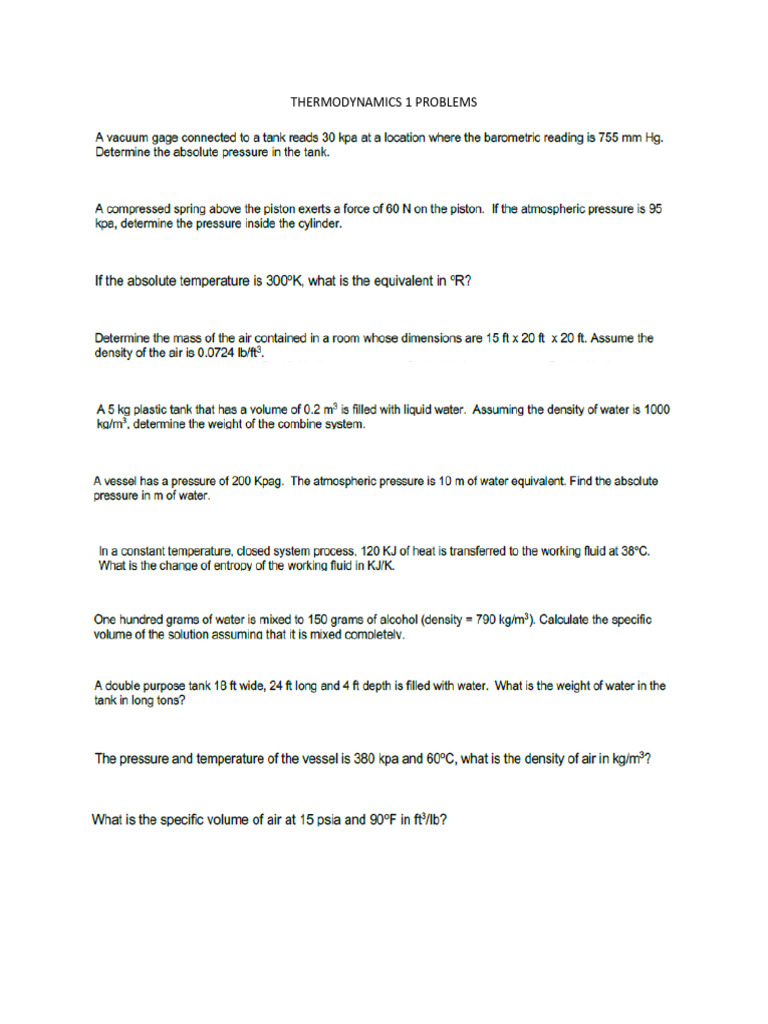 Thermodynamics Sample Problem | PDF