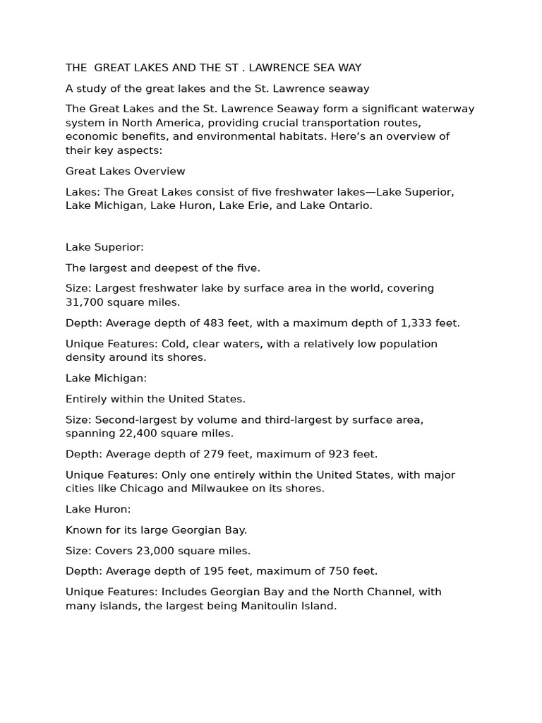 The Great Lakes Notes | PDF | Great Lakes | Lake