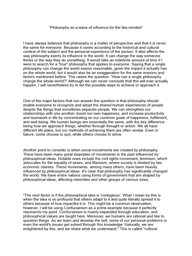 Philosophy's Impact on Human Connection | PDF | Happiness | Psychology