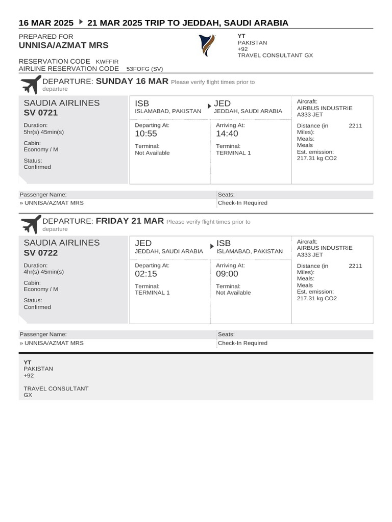 Flight Details for SV 0722 to Jeddah | PDF | Airlines | Airliner