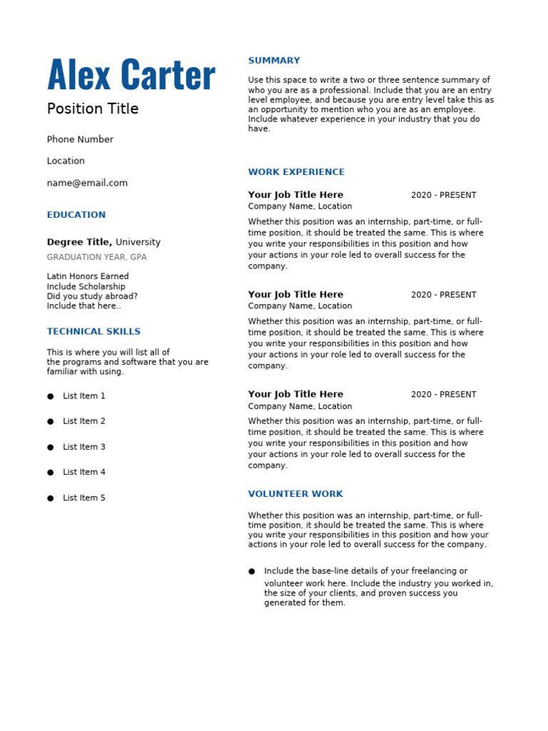 Resume Template #2 | PDF | Employment | Learning Programs
