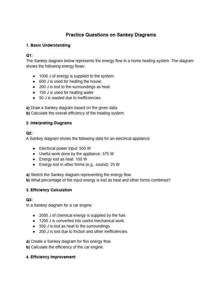 Sankey Diagrams Practice Questions | PDF | Engines | Machines