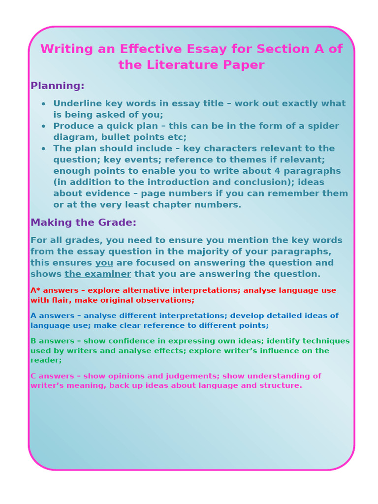 Essay Writing Table Mat | PDF