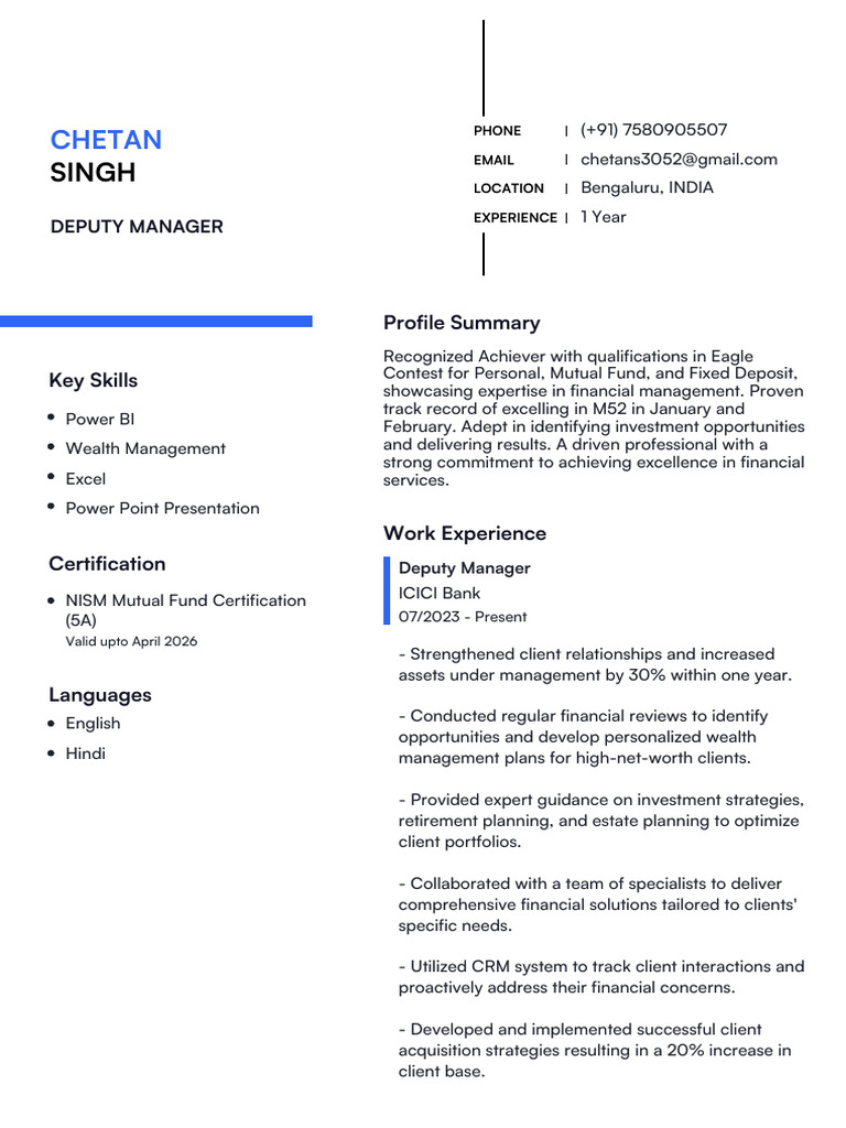 Resume Chetan | PDF | Business