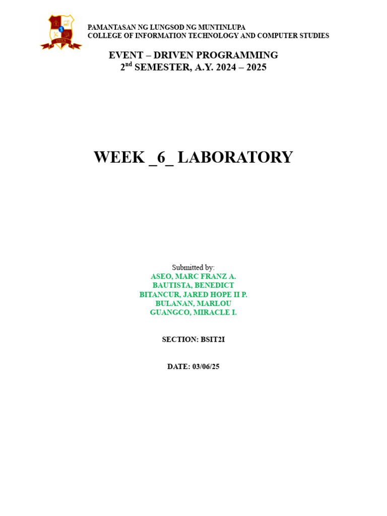 LABARATORY-GROUP-6 | PDF | Computing | Computer Programming