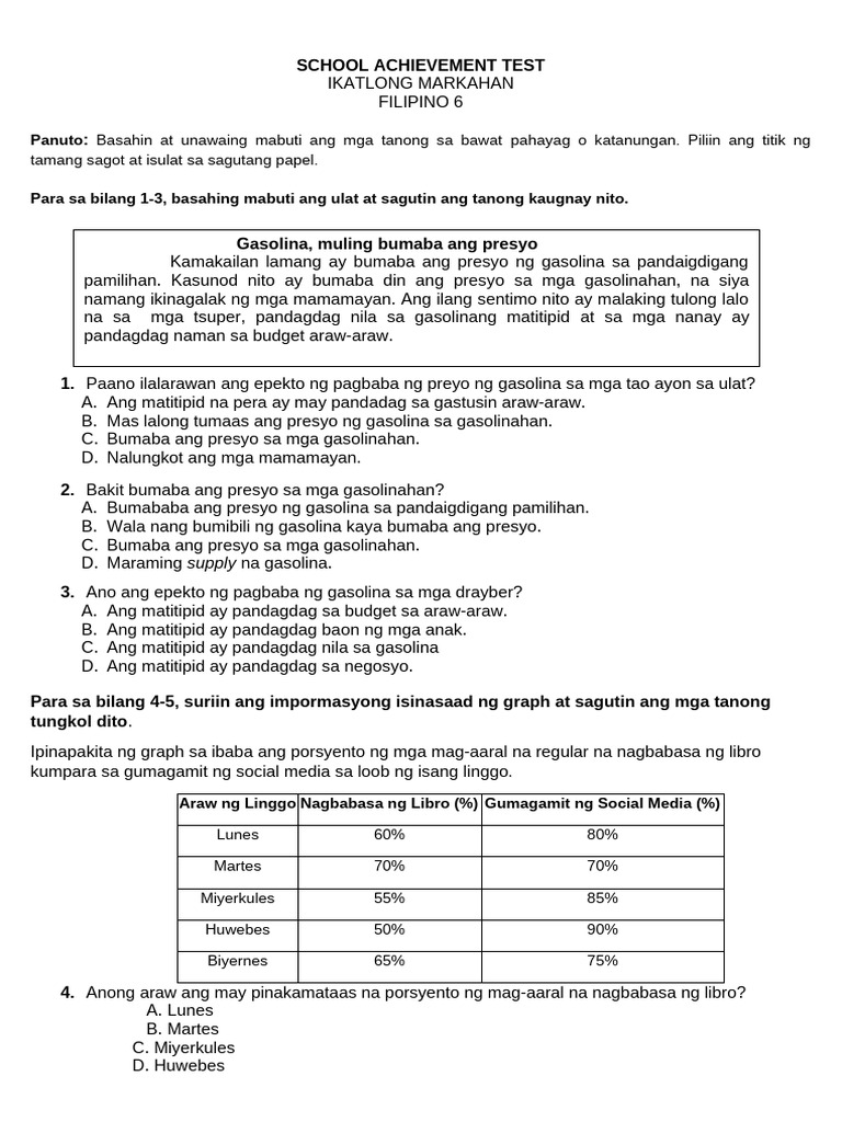 FILIPINO-6 TQs Q3 SY-24-25 | PDF