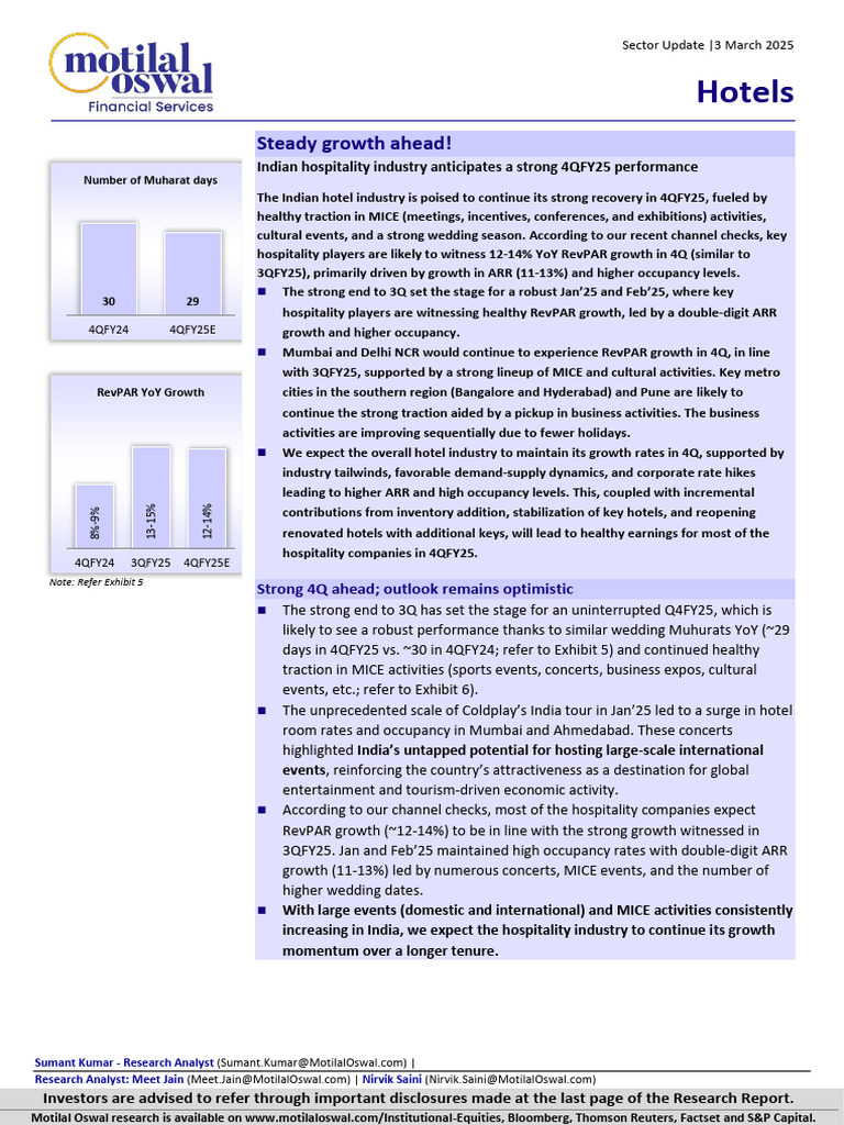 Hotels 20250303 Mosl Su PG014 | PDF | Hospitality Industry | Economies