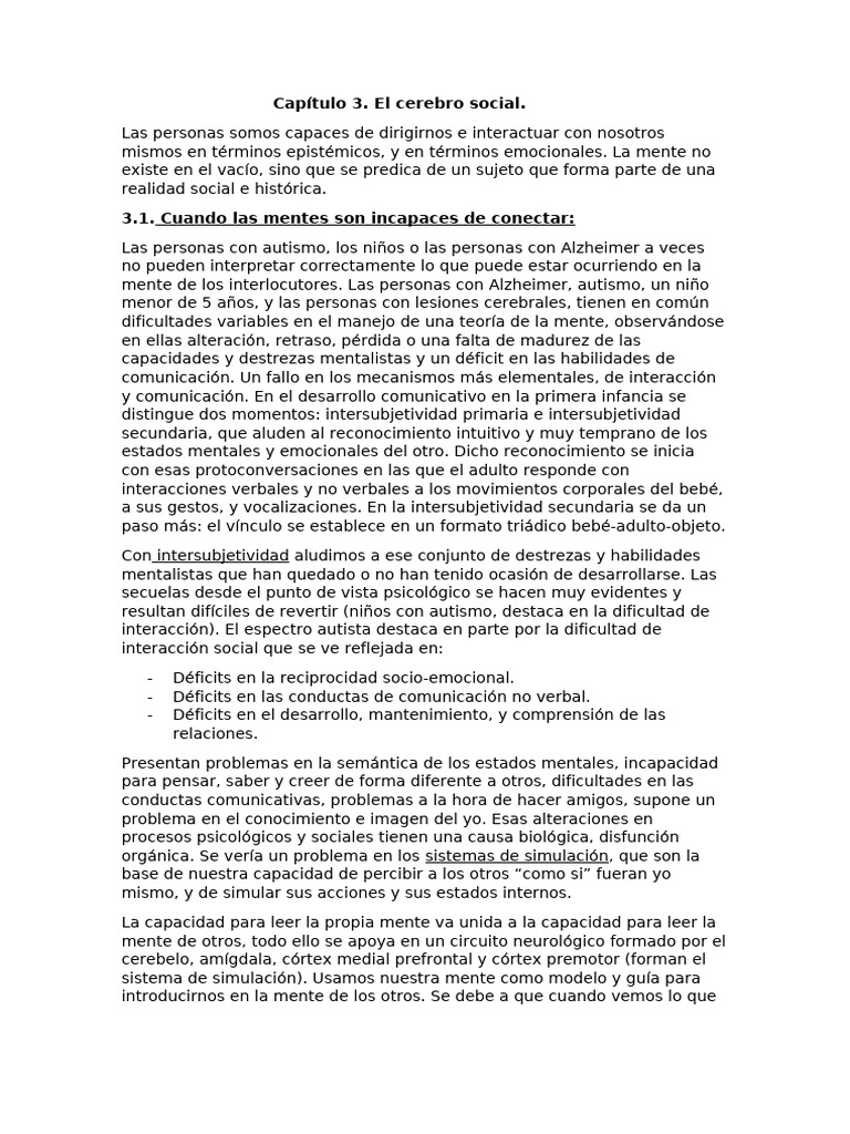 Capítulo 3. cognicion social. | PDF | Mente | Cerebro