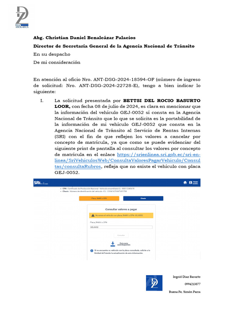 Escrito de Insistencia de Respuesta Ant | PDF