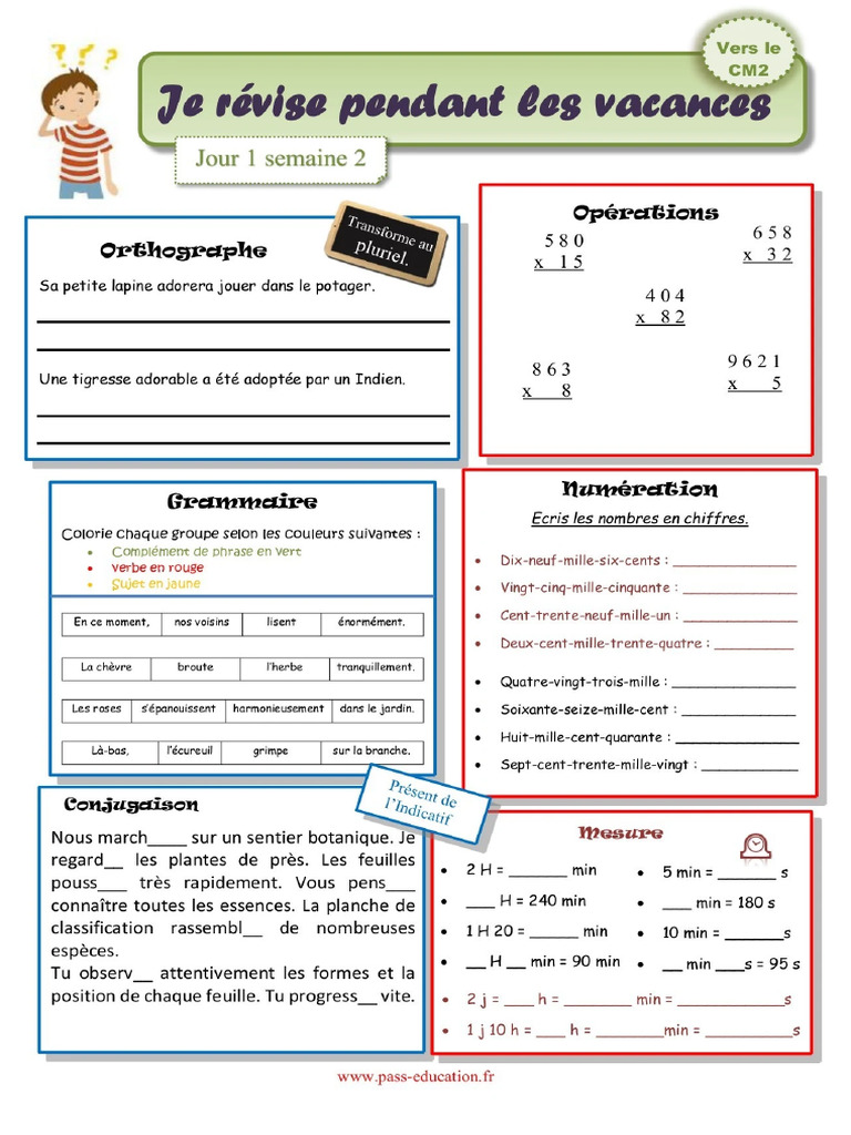 Cahier de Vacances Gratuit À Imprimer - CM1 Vers Le CM2 - 2 | PDF
