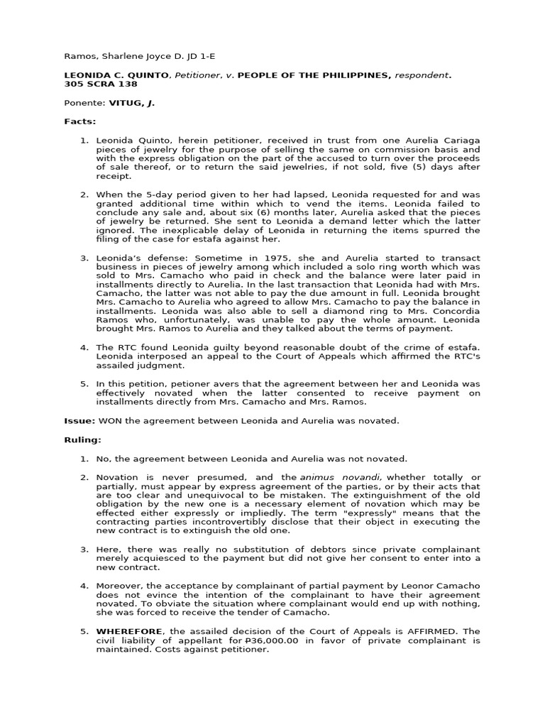 339. Quinto v People_Obligations | PDF | Appeal | Common Law