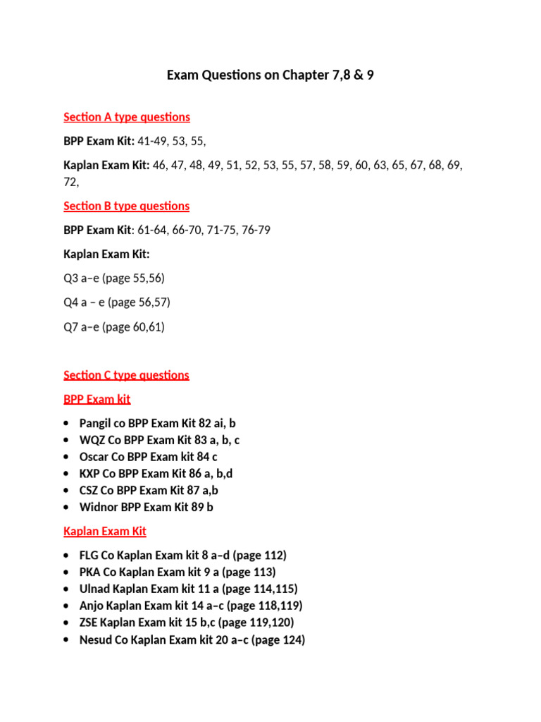Exam Questions On Chapter 7 | PDF