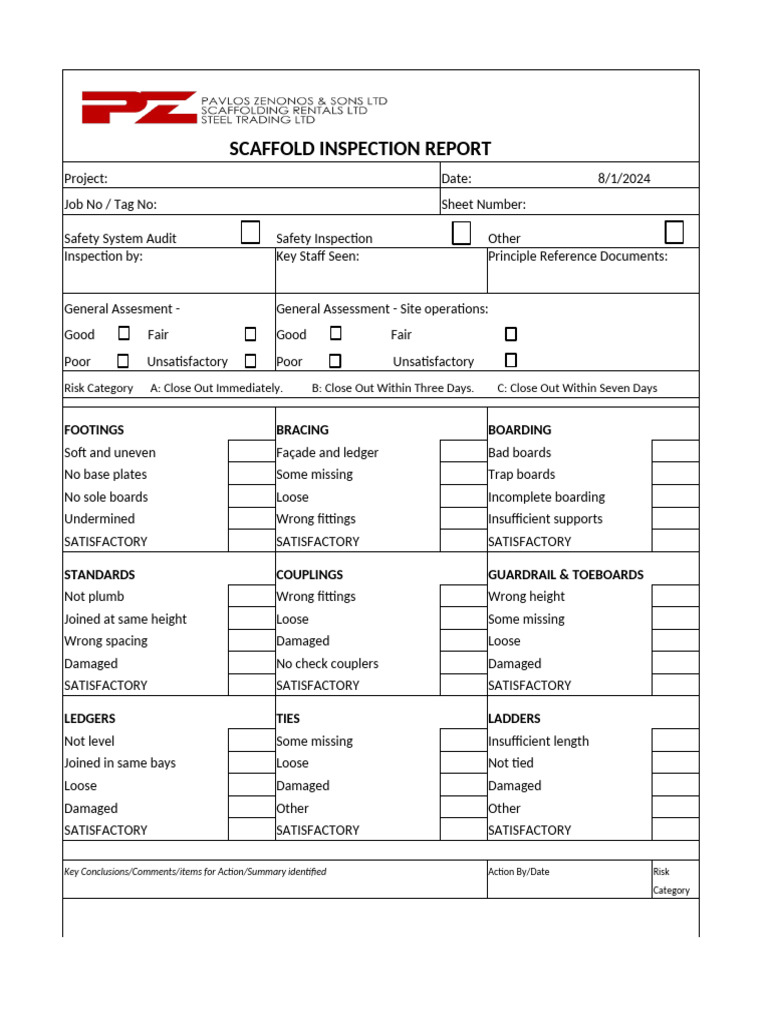 Scaffold Inspection Report - Great Dunmow | PDF | Scaffolding